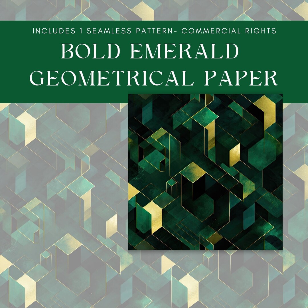 Geometric Pattern in Emerald Green and Gold | Seamless Patterns ...
