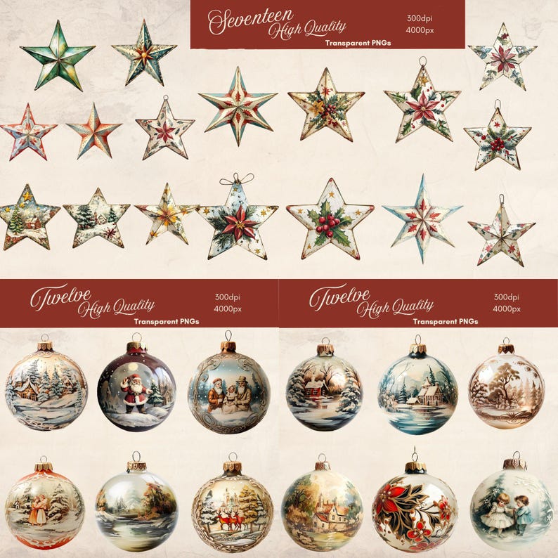 Vintage Christmas Clip Art Mega Collection | Victorian Holiday Designs ...