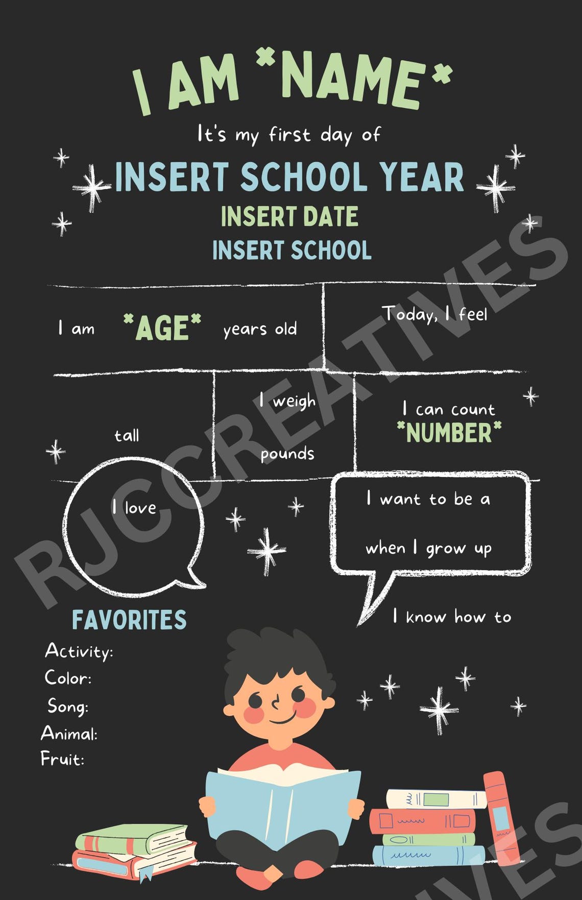 First Day of School Personalised Template - Etsy