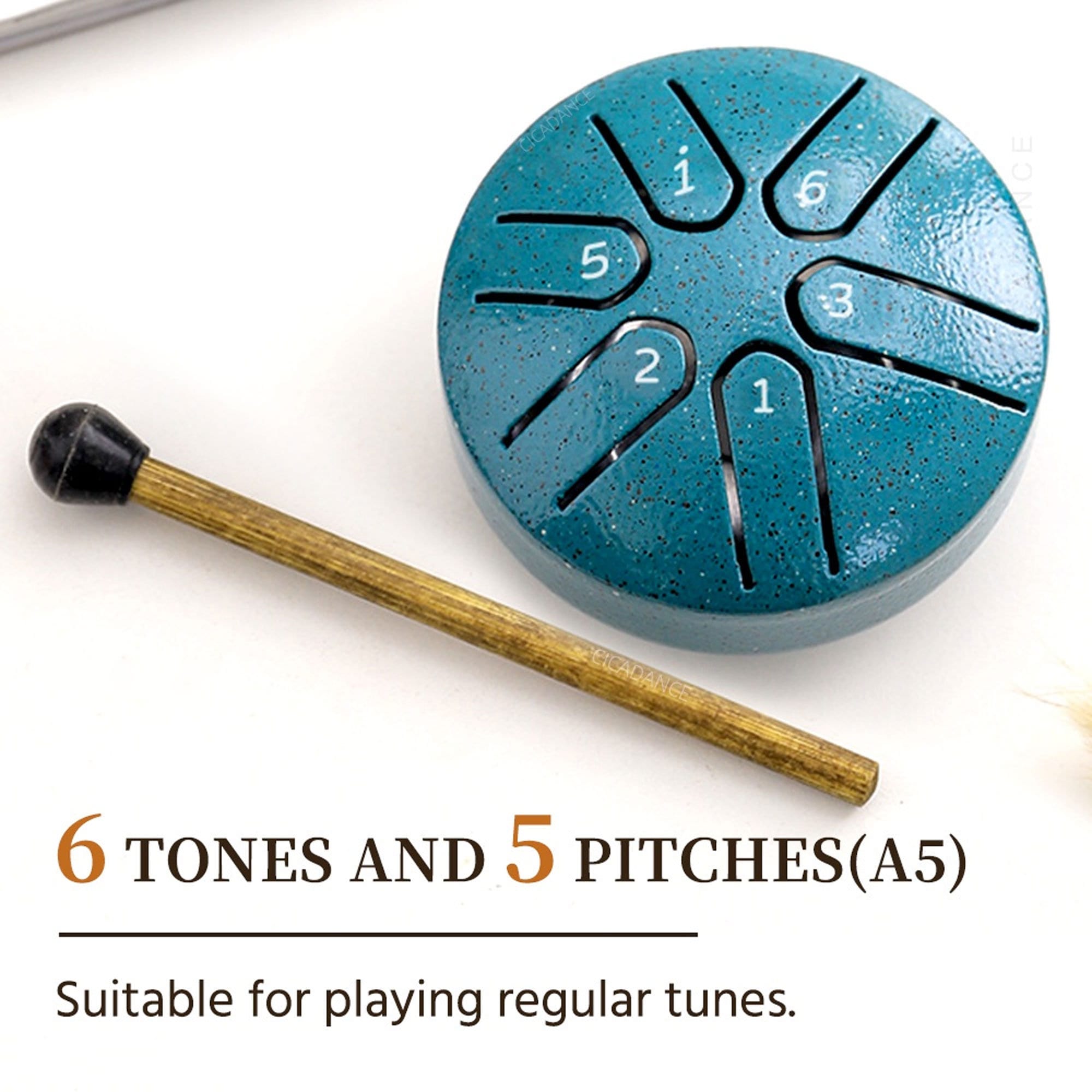 Mini Steel Tongue Drum 6 Tones Pentatonic Scale, Carbon Steel Musical ...