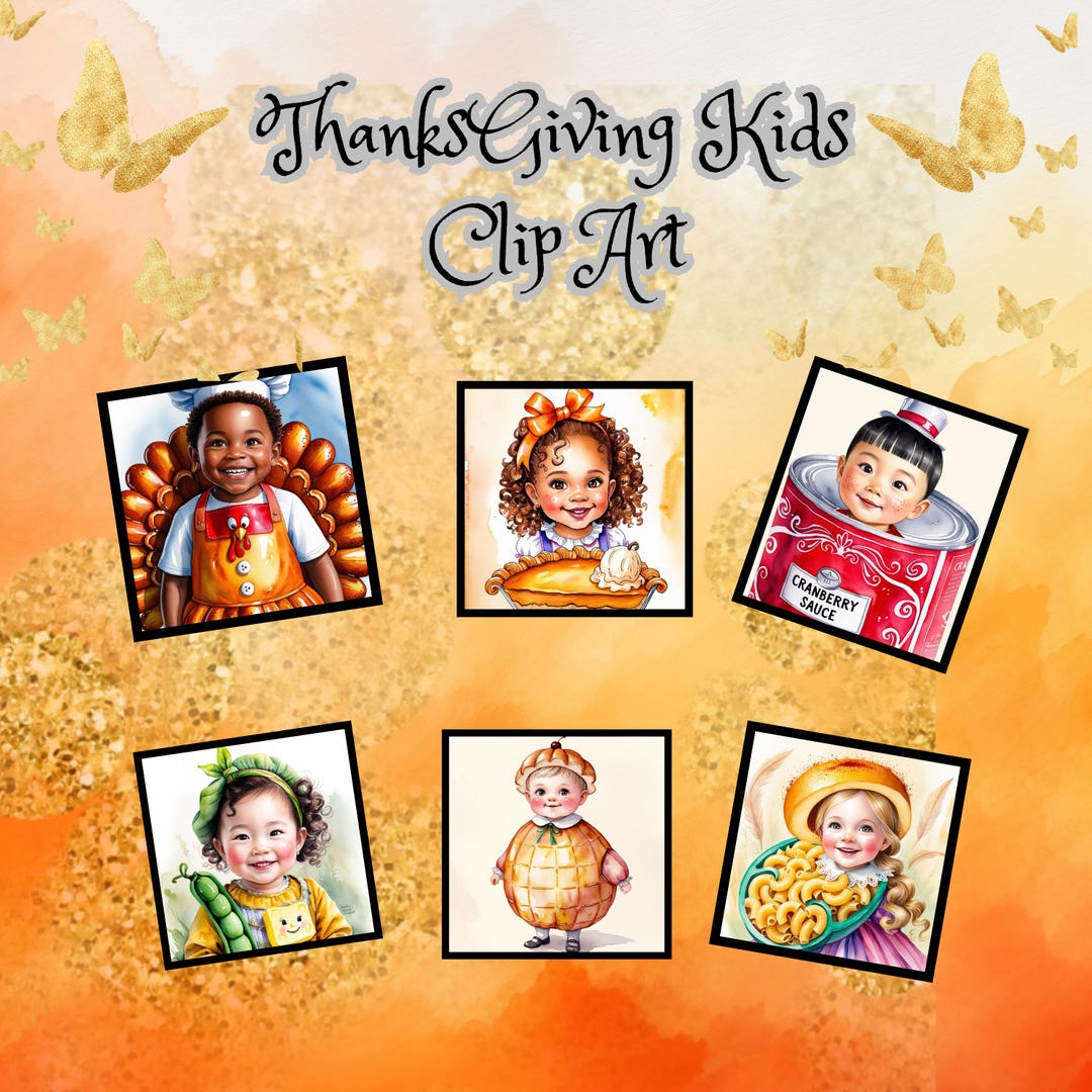 Thanksgiving Kids Clip Art - Etsy
