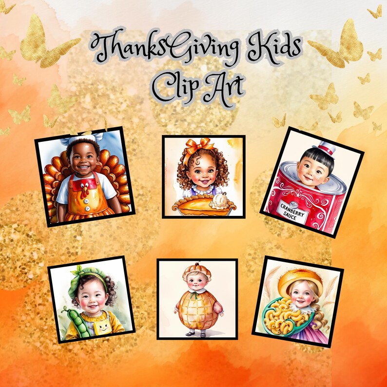 Thanksgiving Kids Clip Art - Etsy