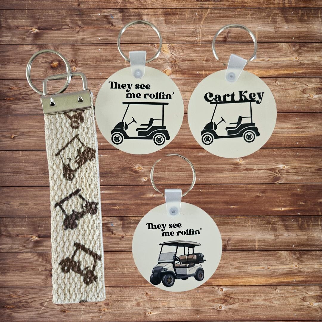 Golf Cart Keychain for Golf Cart LSV Keychain Wristlet Keychain FOB for ...