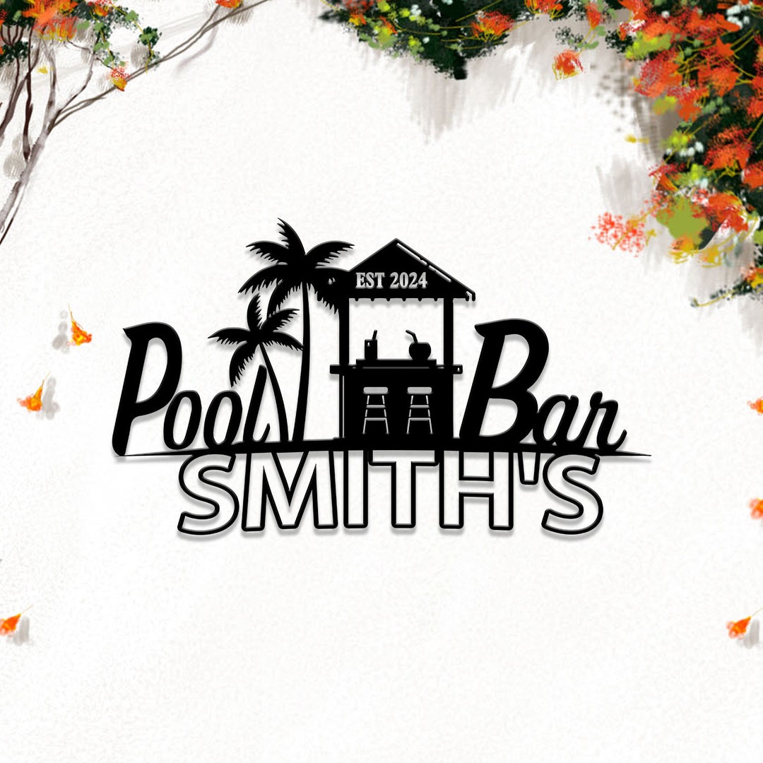 Personalized Pool Bar Sign With Led Light, Tiki Bar, Pool Metal Sign ...
