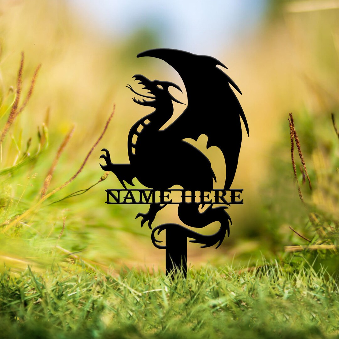 Dragon Security Custom Metal Stake, Dragon Garden Decor, Personalized ...