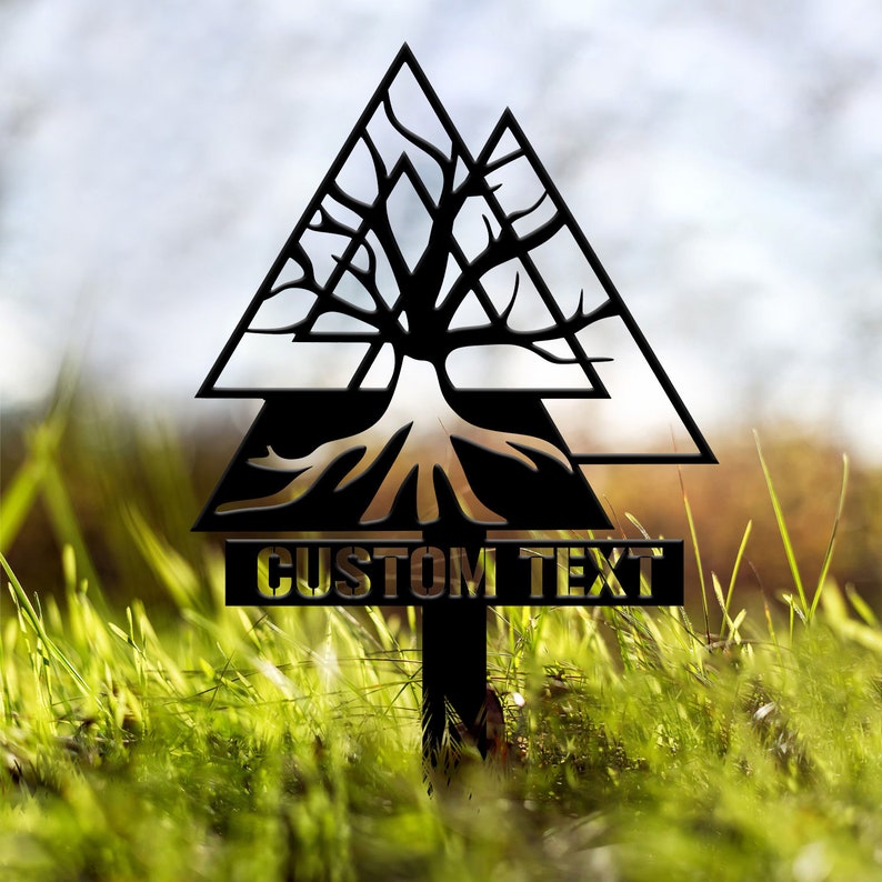 Family Tree Name Metal Yard Sign, Personalized Tree Garden Stake ...