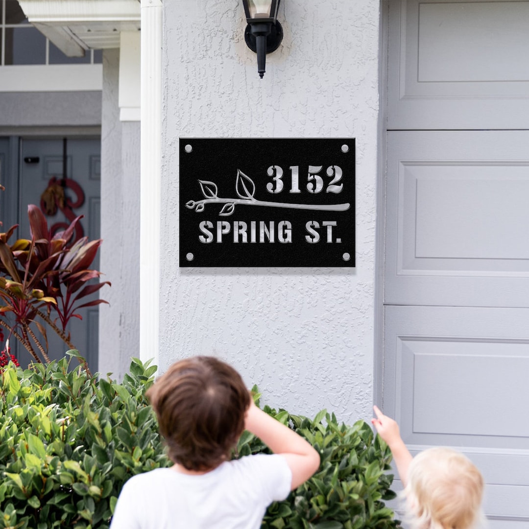 Custom Address Sign, Metal House Number Plaque, Personalized Street ...