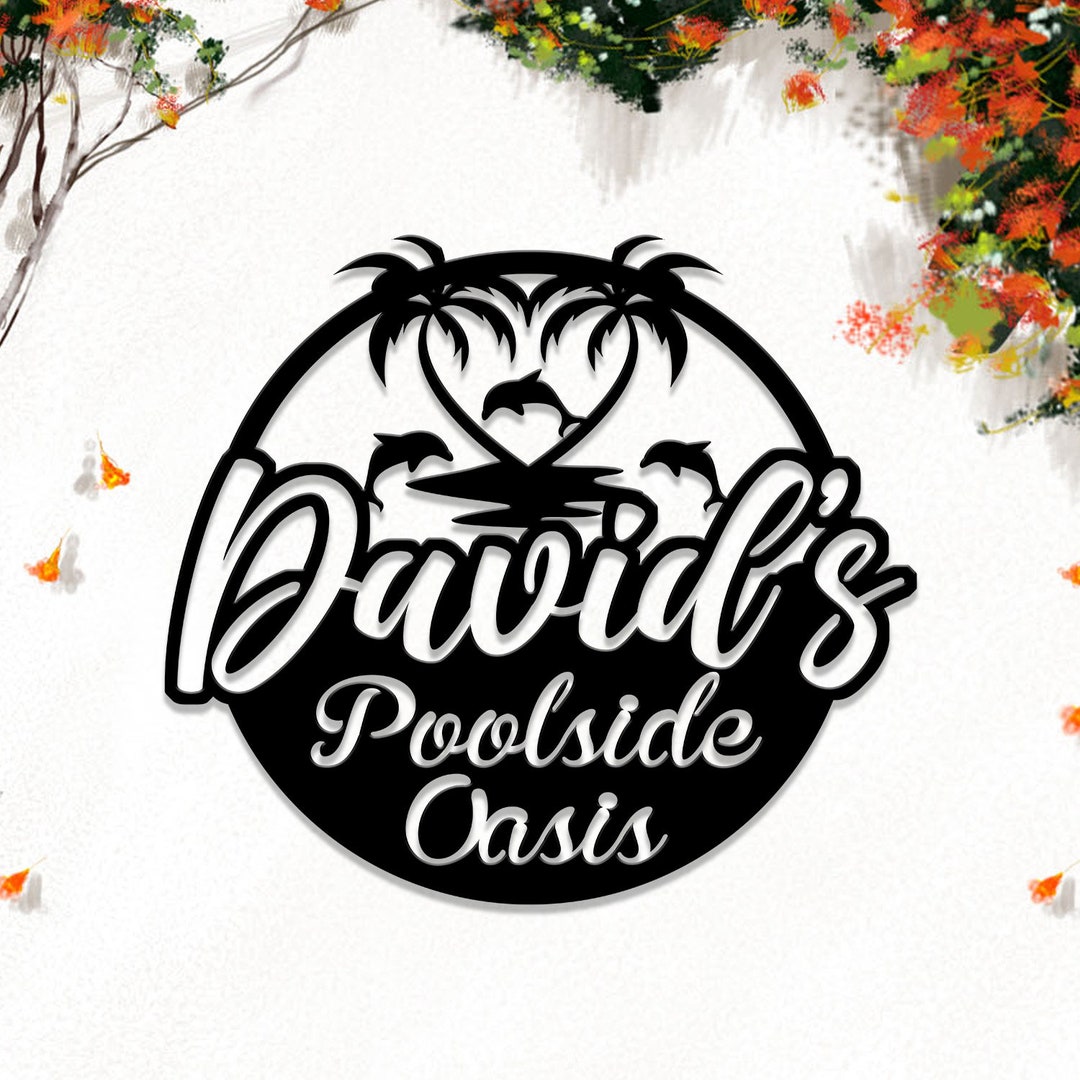 Personalized Poolside Oasis Sign LED Light, Custom Pool Sign, Backyard ...