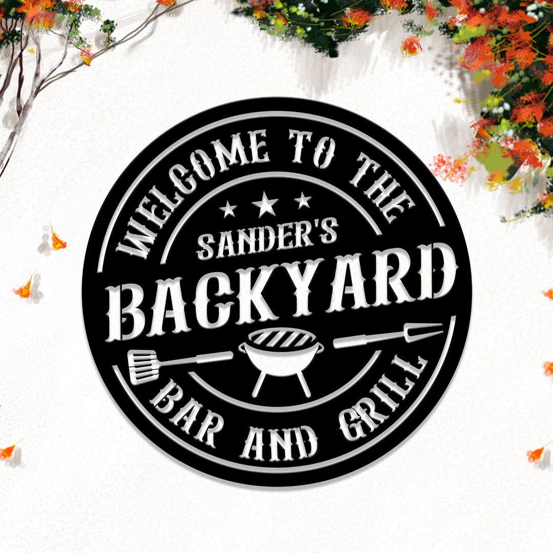 Custom Bar and Grill Metal Wall Art LED Light, Personalized Backyard ...