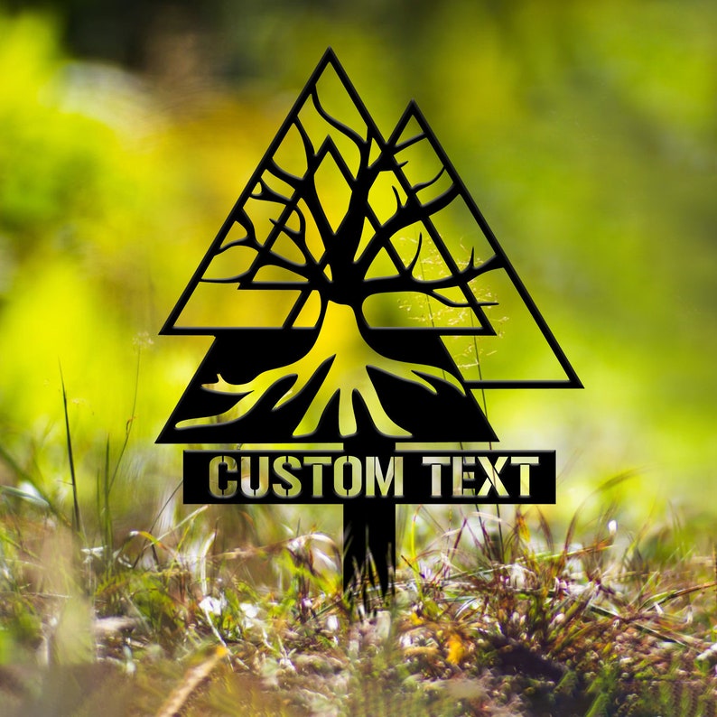 Family Tree Name Metal Yard Sign, Personalized Tree Garden Stake ...