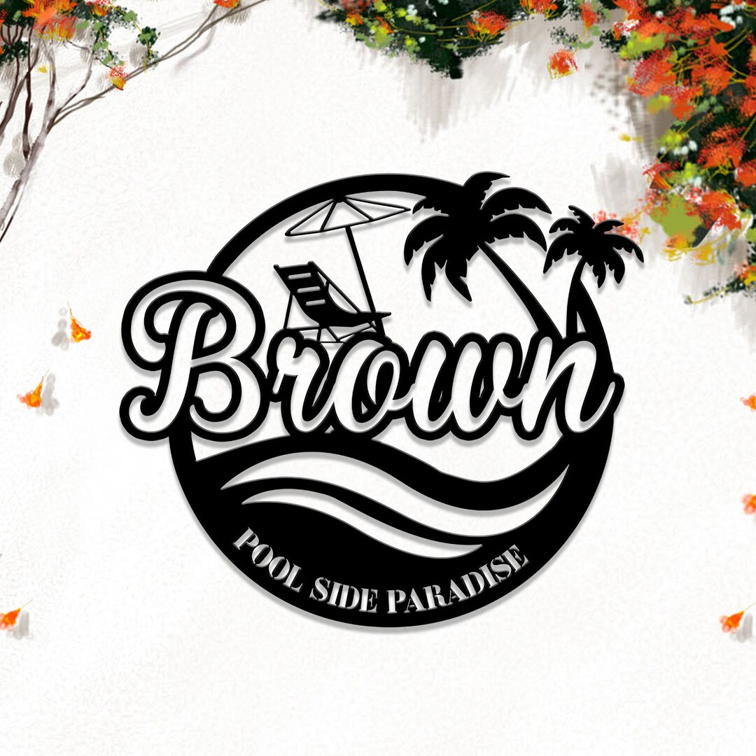 Personalized Poolside Paradise Sign LED Light, Custom Pool Sign ...