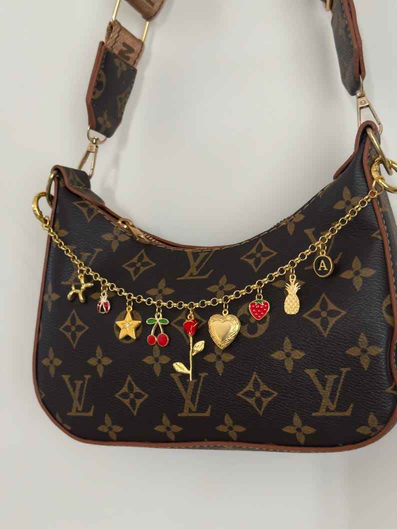 Customizable Bag Charm Chain, Personalized Gold Purse Chain With Multi ...
