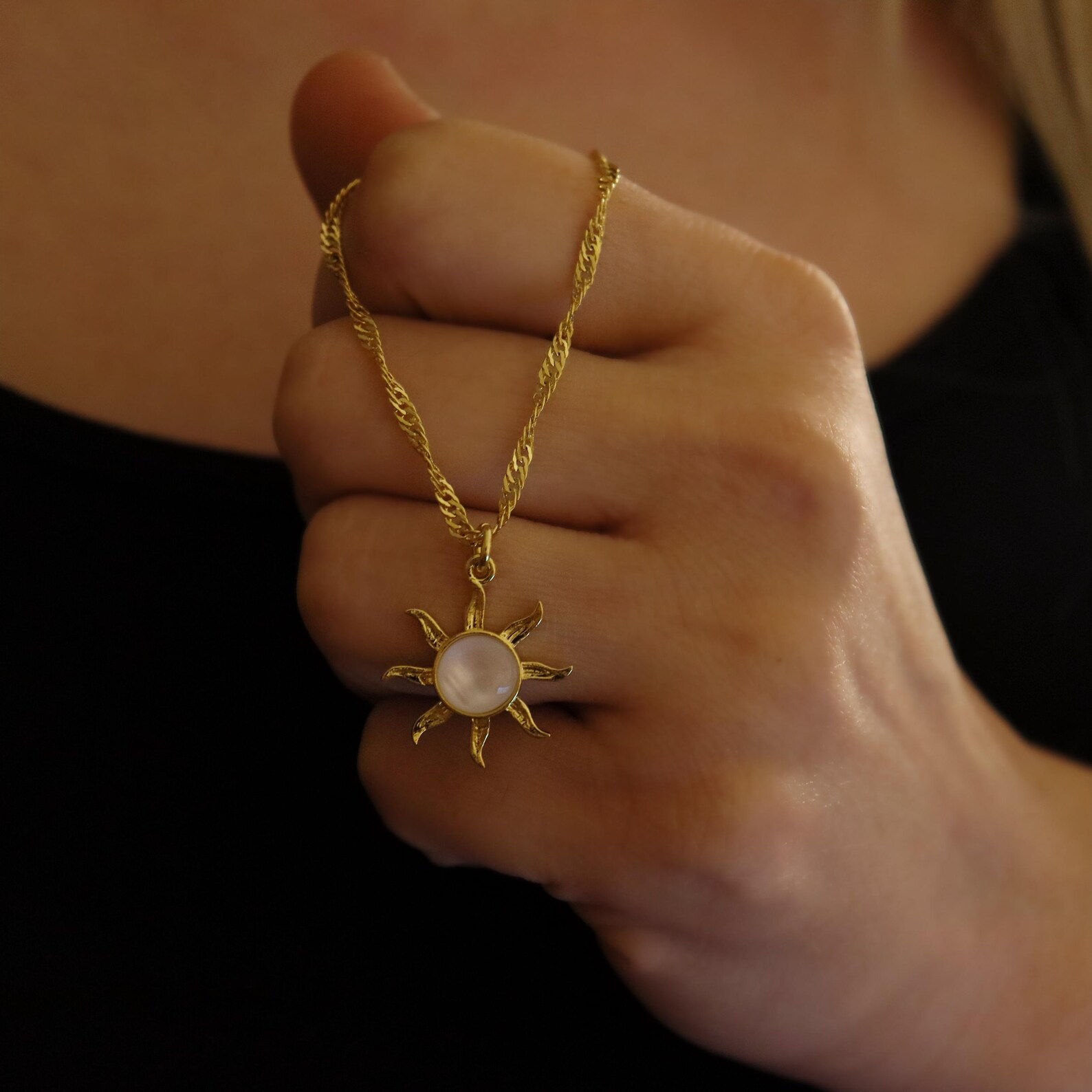 Gold Plated Mother of Pearl Sun Necklace: Celestial Summer Jewelry - Etsy