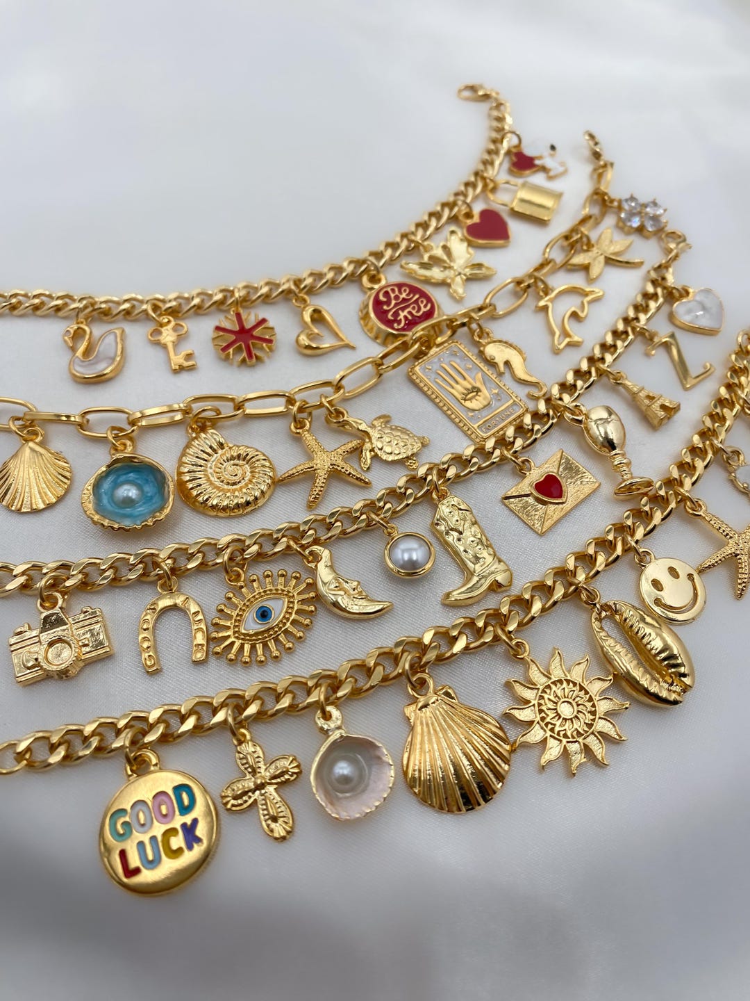 Build Your Own Multi Charm Story Bracelet,custom Gold Letter Bracelet ...