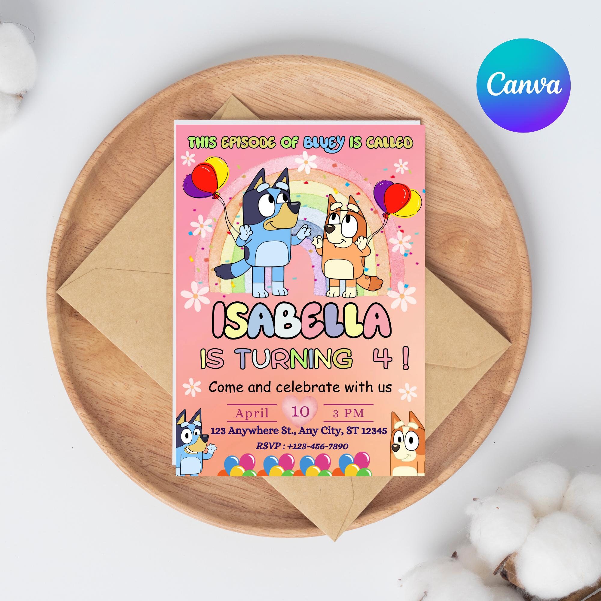 Customizable Bluey Birthday Invitation | Canva Printable Party Template ...