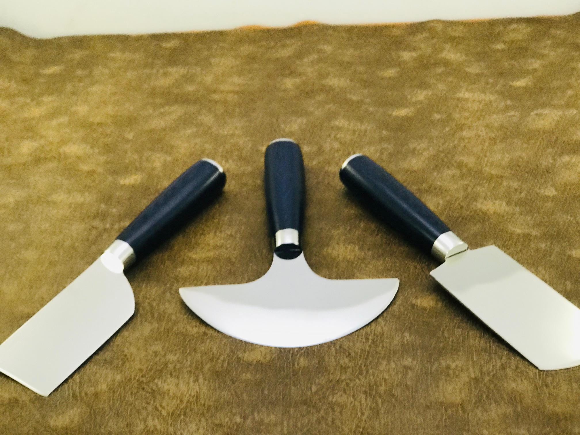 5 Piece Leather Knives Set, Half Moon Knives. Hand Forged, Knives ...