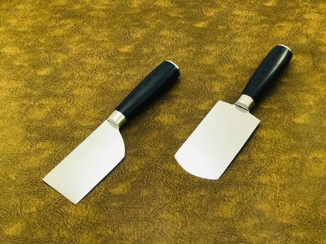 5 Piece Leather Knives Set, Half Moon Knives. Hand Forged, Knives ...