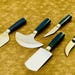 5 Piece Leather Knives Set, Half Moon Knives. Hand Forged, Knives ...