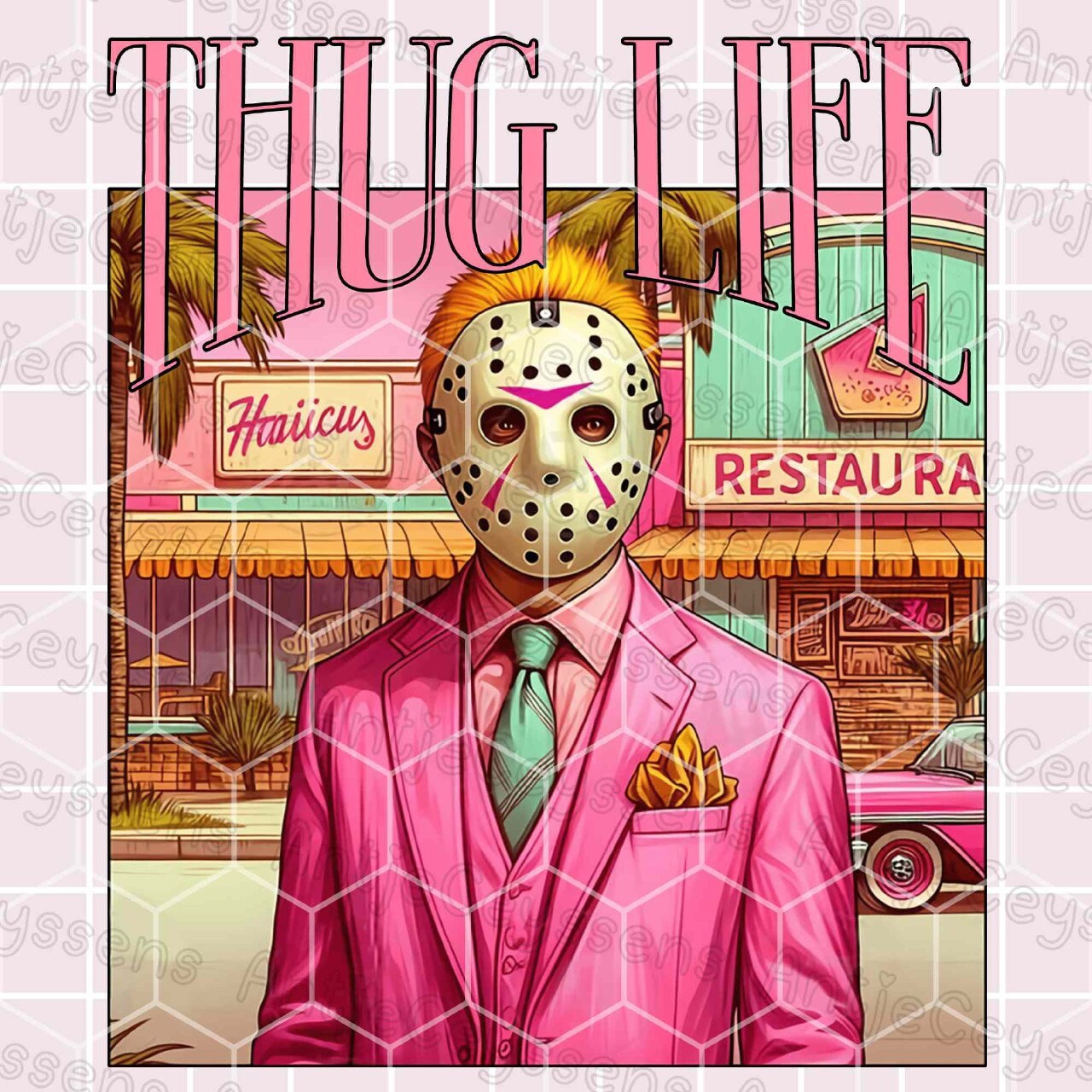 New Thug Life Pink Horror Movie Png, Movie Killer Png, Scary Halloween ...