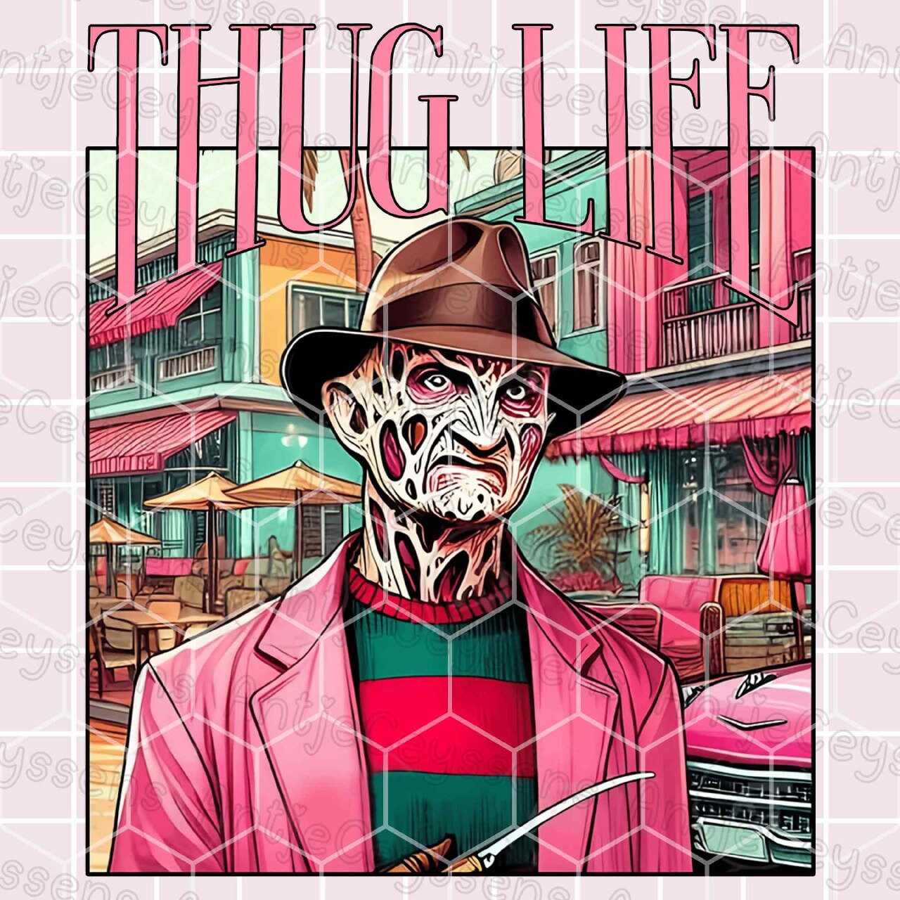 New Thug Life Pink Horror Movie Png, Movie Killer Png, Scary Halloween ...