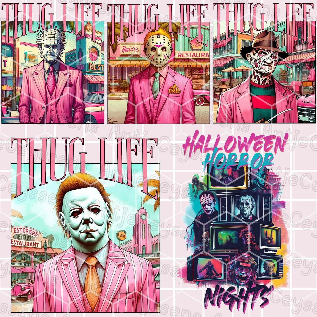 New Thug Life Pink Horror Movie Png, Movie Killer Png, Scary Halloween ...