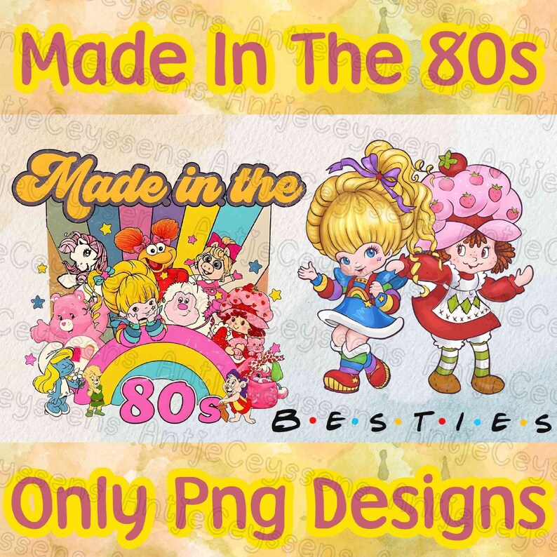 Made in the 80s Png, Rainbow Girl Png, 80s Cartoon Friends Png, Care ...