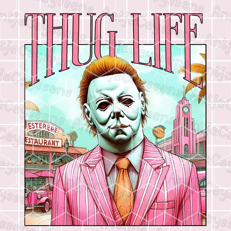 New Thug Life Pink Horror Movie Png, Movie Killer Png, Scary Halloween ...