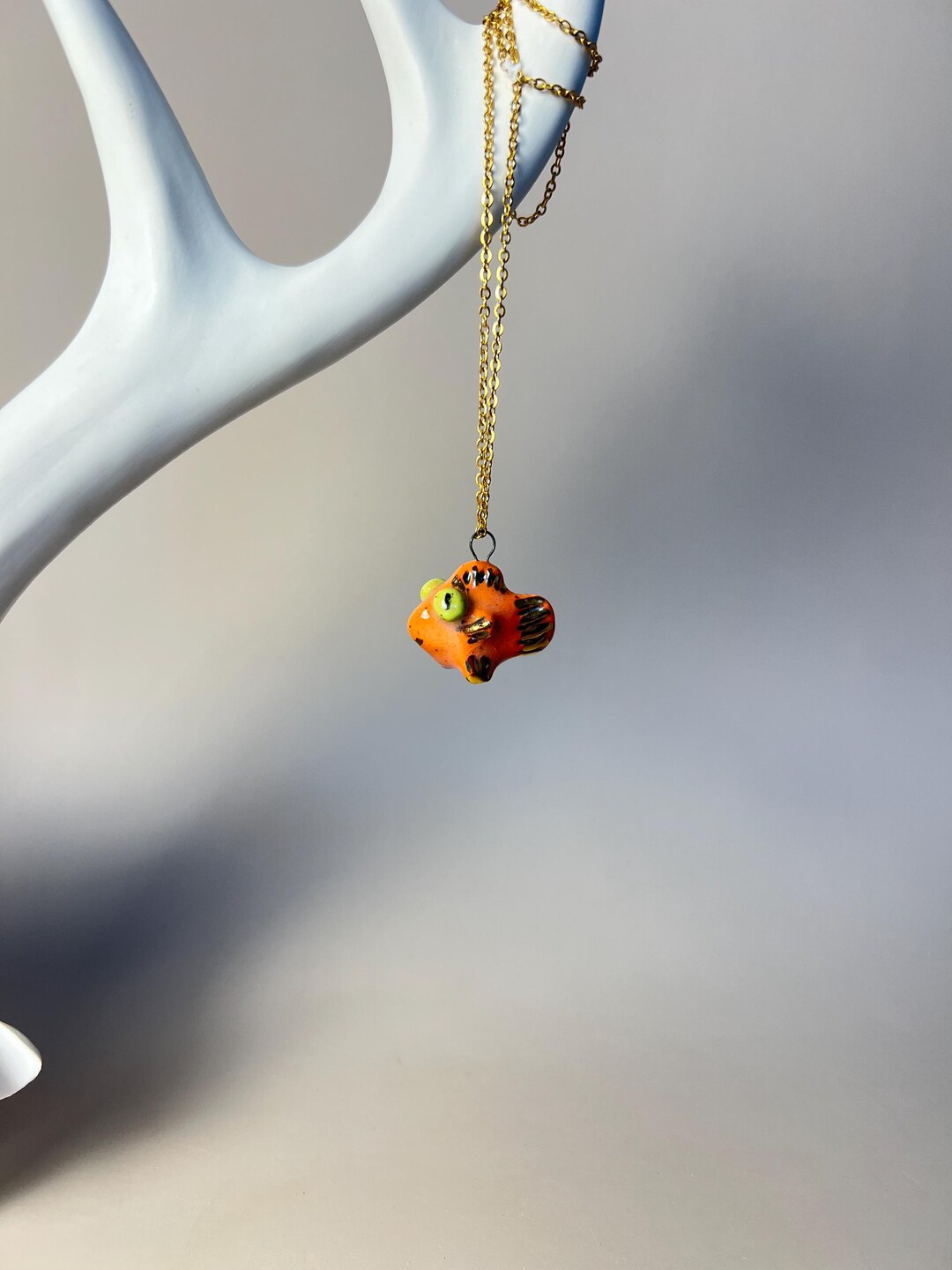 Ceramic Goldfish Pendant Necklace Handcrafted With Gold Luster, Unique ...