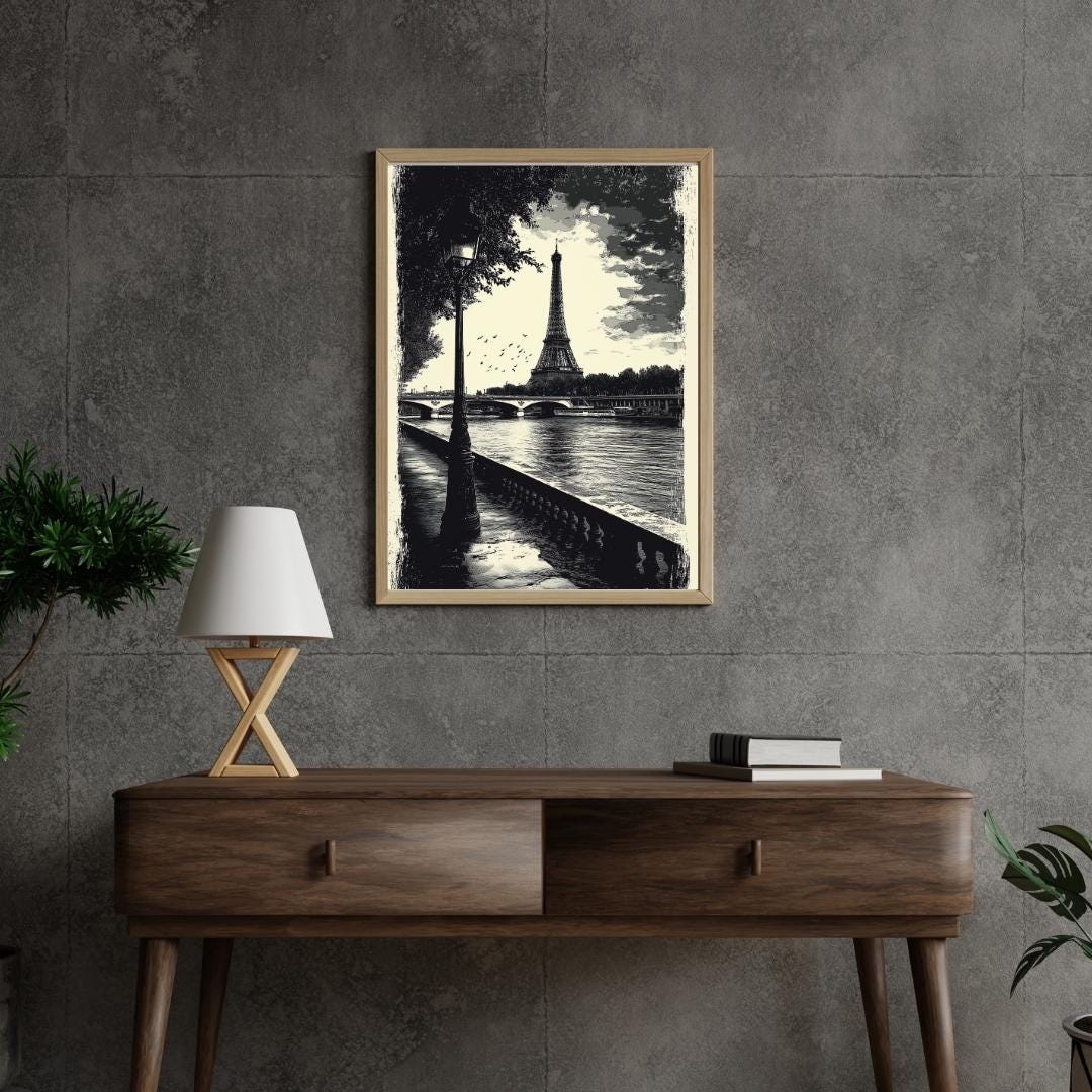Vintage Paris Eiffel Tower Art | Black and White Paris Print | Romantic ...
