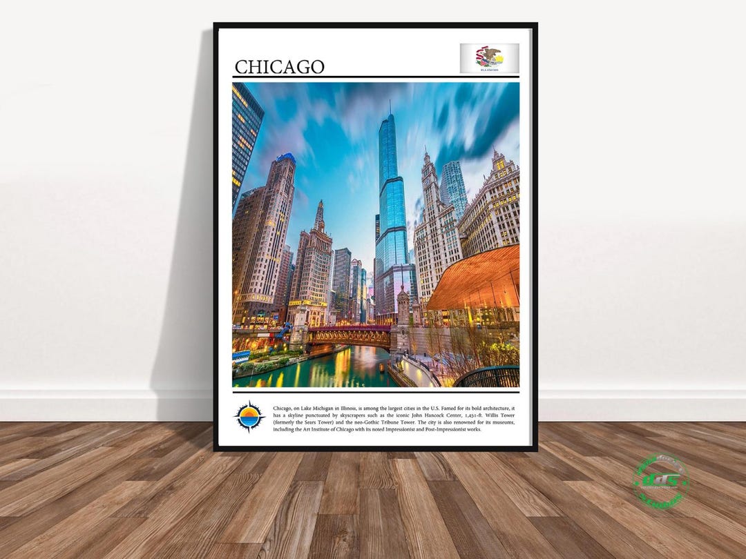 Chicago Skyline Poster Print | Modern Art Iconic Chicago Landmarks ...