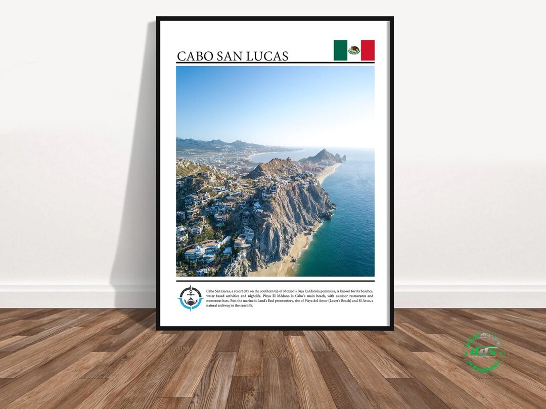 Cabo San Lucas Mexico Travel Print - Coastal Mountain Paradise Wall Art ...