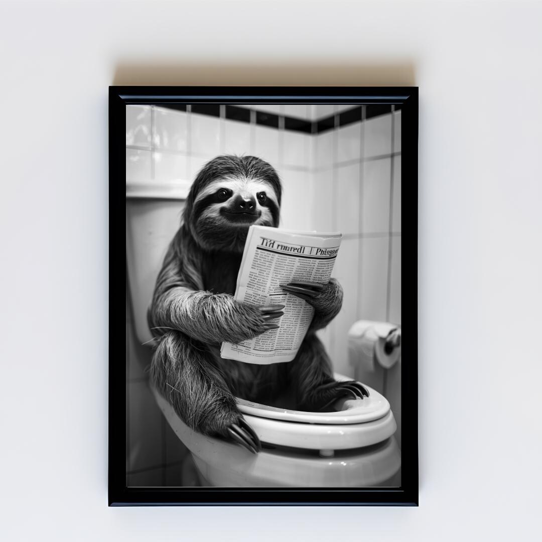 Cute Funny Bathroom Decor Animal Wall Art Funny Bathroom Print Wall ...