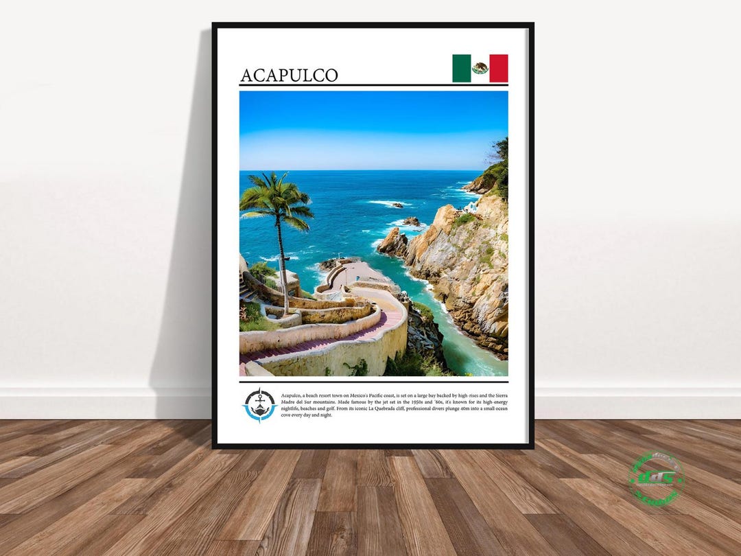 Acapulco Mexico Poster Print Stunning Coastal Photography Vibrant Beach ...