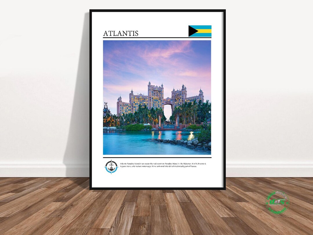 Atlantis Bahamas Poster Print | Tropical Wall Art | Coastal Beach Decor ...