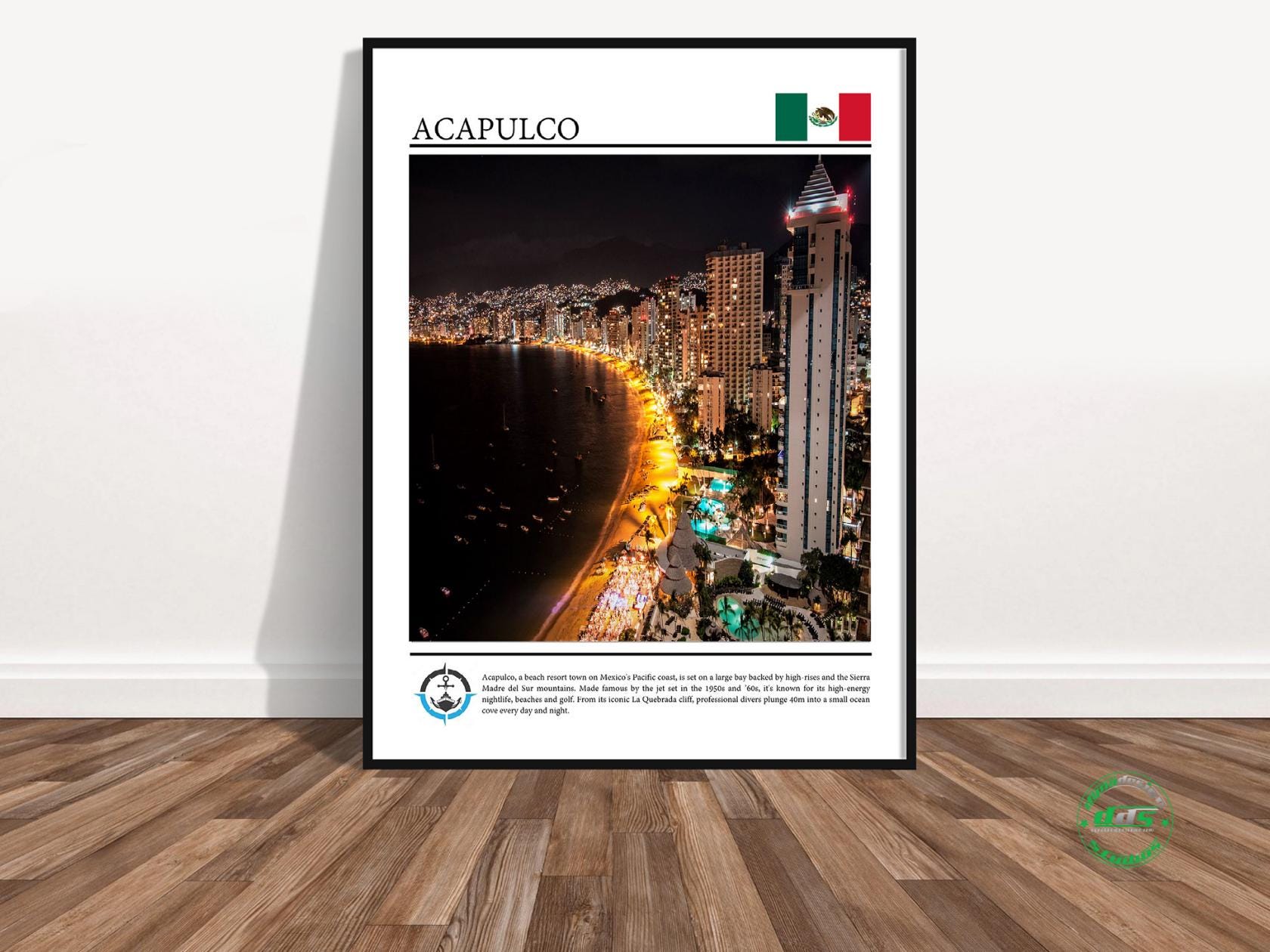 Acapulco Mexico Poster Print Stunning Coastal Photography Vibrant Beach ...