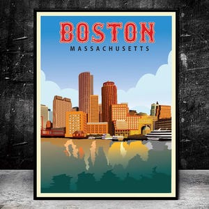 Boston Massachusetts City Poster Print Vintage Style Wall Art Boston ...
