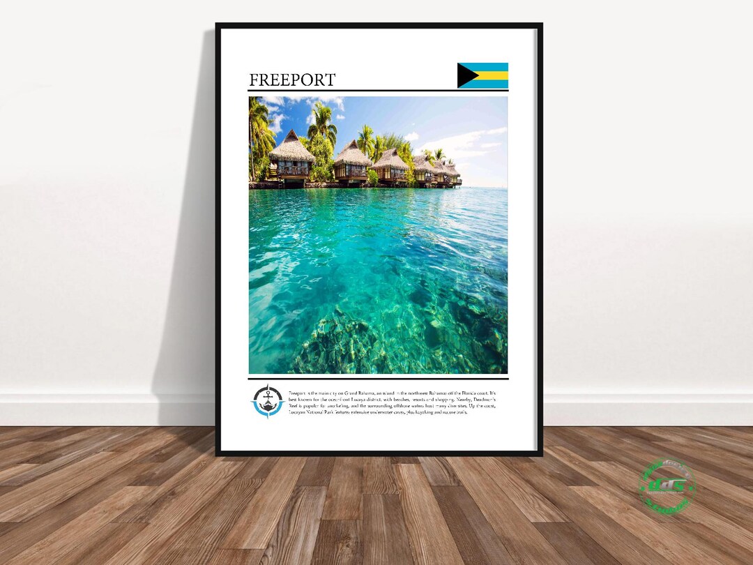 Freeport Bahamas Travel Print - Coastal Paradise Art Poster, Beach ...