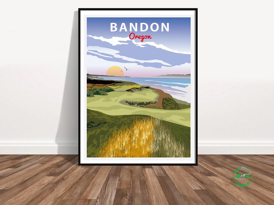 Bandon Golf Course Print | Vintage Golf Decor | Bandon Dunes Coastal ...
