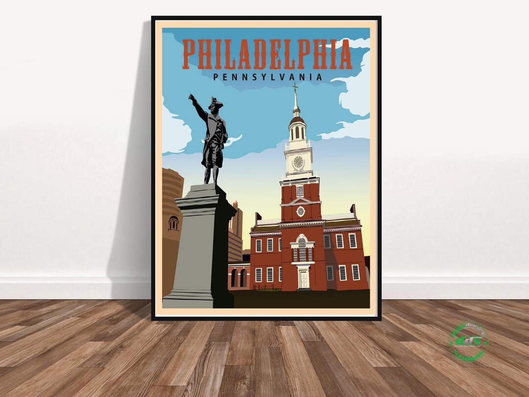 Philadelphia City Poster Print Classic Philly Skyline Art Liberty Bell ...