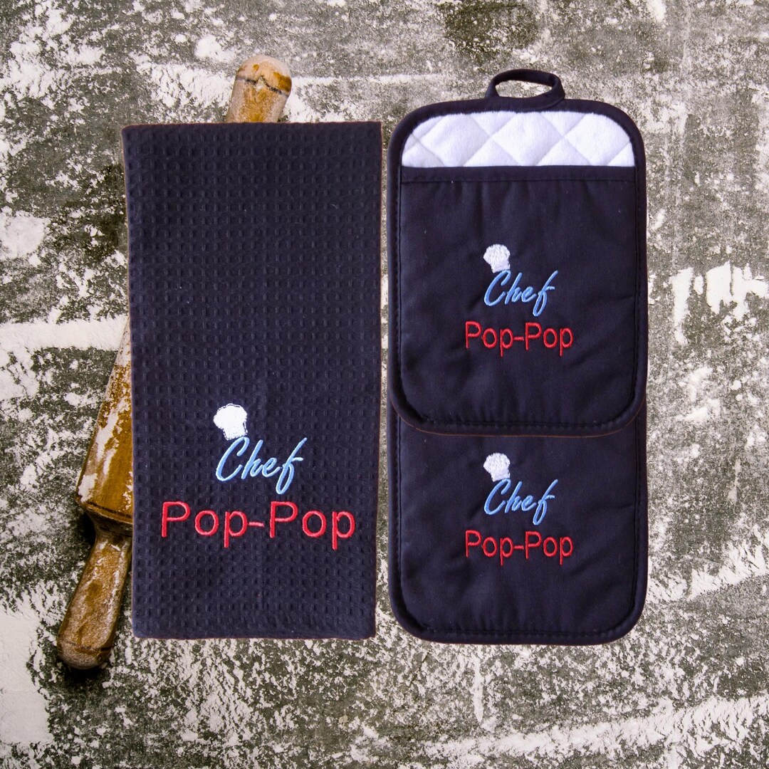 Pop-pop Kitchen, Personalized Kitchen Set, Pot Holders, and Towel - Etsy