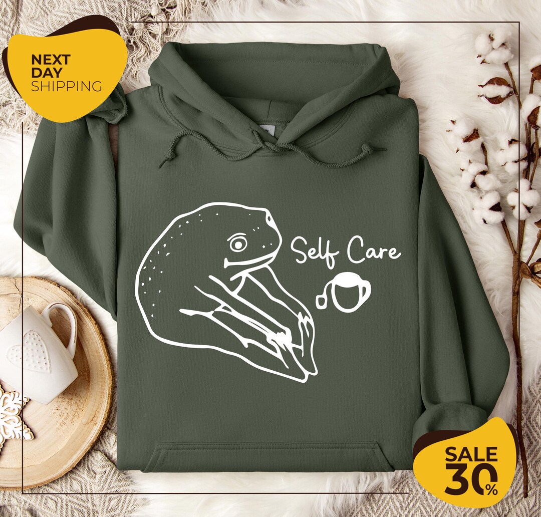 Funny Frog Self Care Sweatshirt | Funny Frog Self Care Retro Sweatshirt ...
