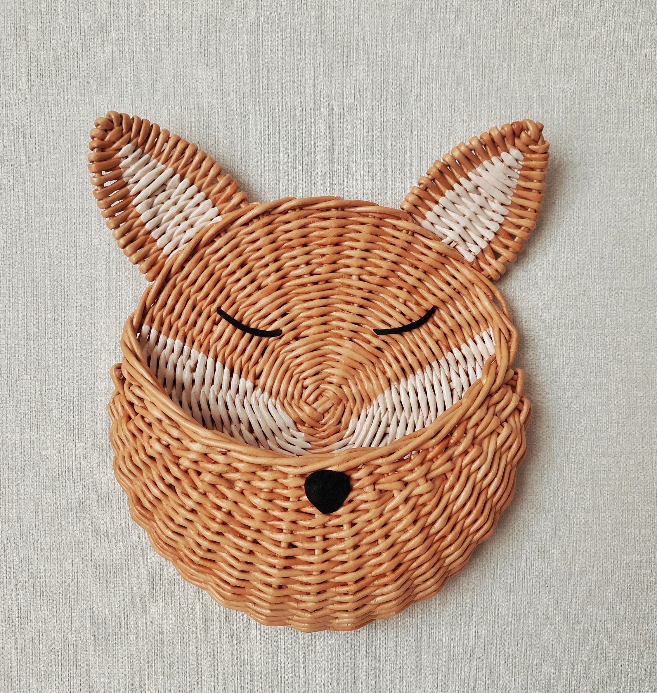 Wicker Fox Basket Nursary Storage Woodland Nursary Decor Wall Hanging ...