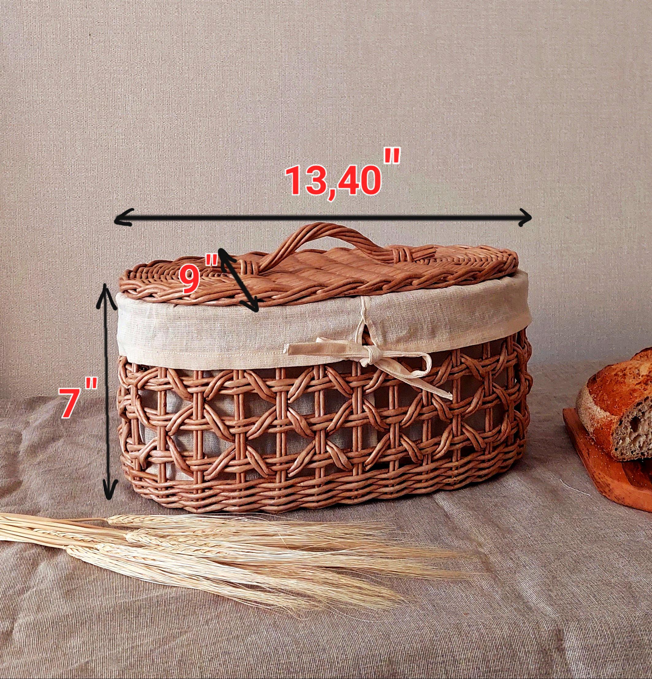 Bread Basket Wicker Bread Box Kitchen Organiser for Bakery With Lid - Etsy