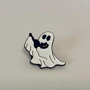 Ghost Enamel Pins Holding Cats and Flowers - Etsy