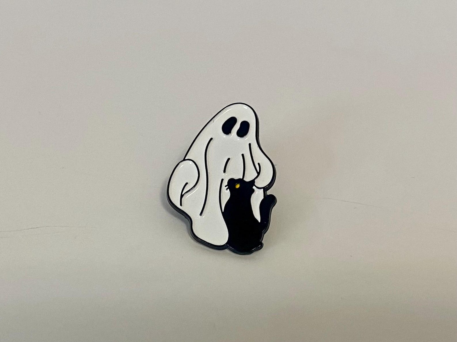 Ghost Enamel Pins Holding Cats and Flowers - Etsy