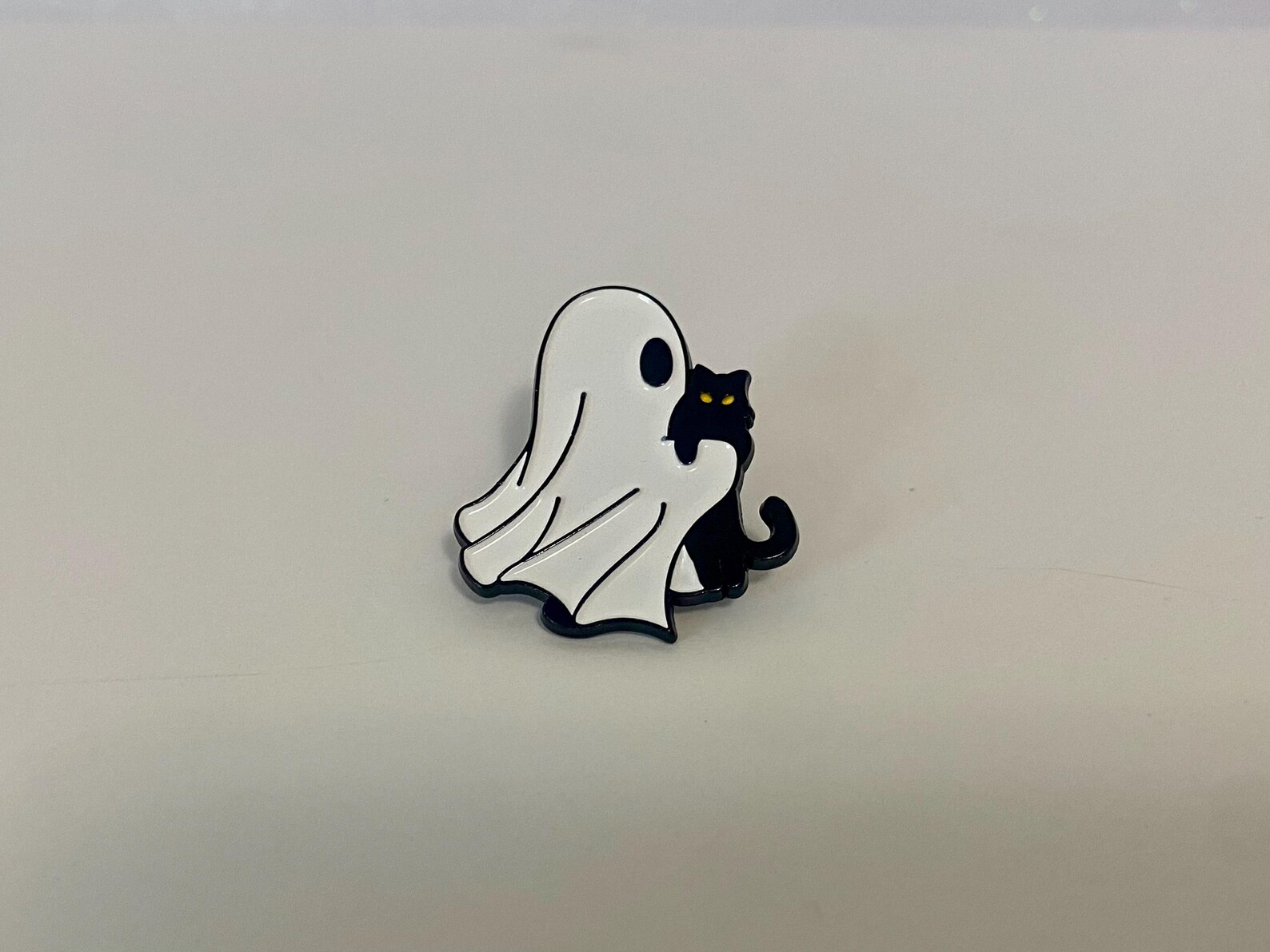 Ghost Enamel Pins Holding Cats and Flowers - Etsy