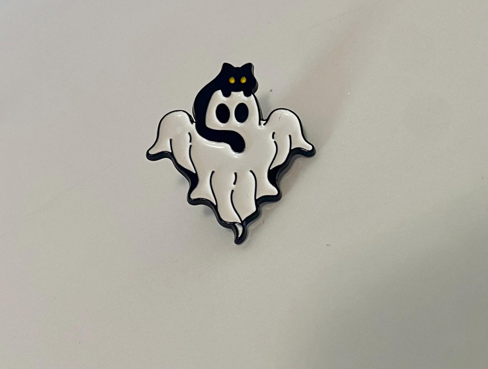 Ghost Enamel Pins Holding Cats and Flowers - Etsy