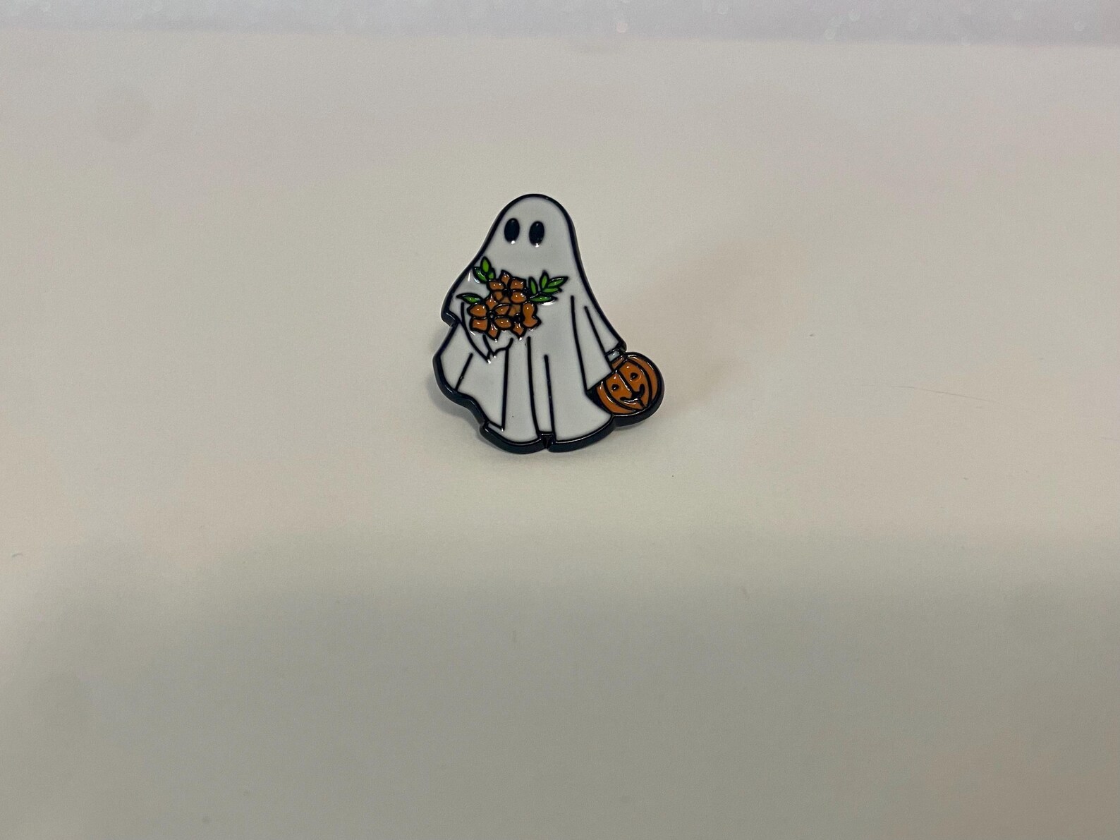 Ghost Enamel Pins Holding Cats and Flowers - Etsy