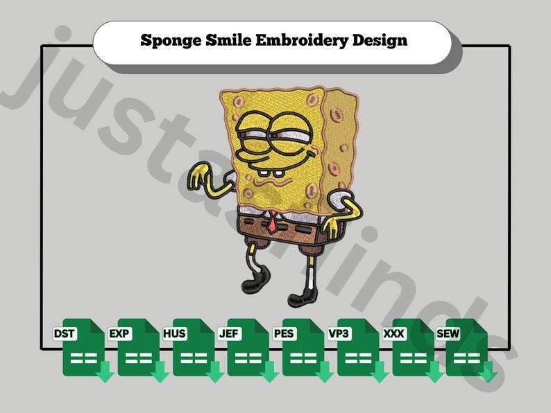 Sponge Smile Embroidery Design Happy Cartoon Character 4 Sizes ...