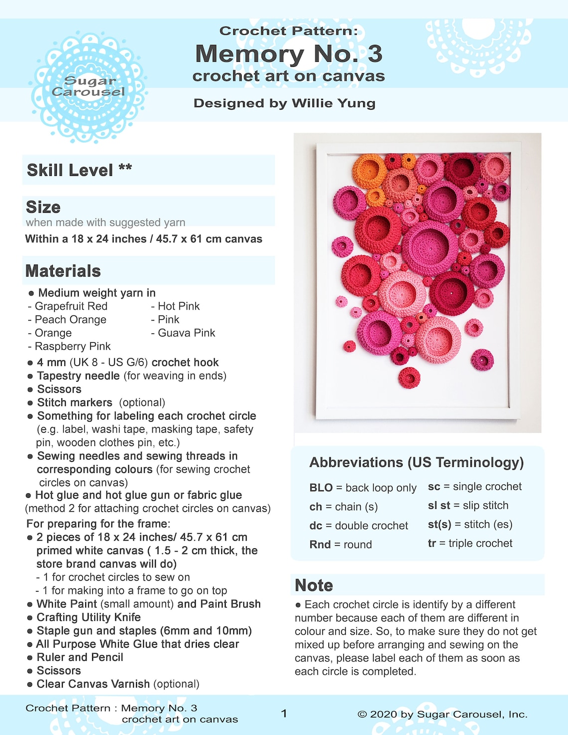 PDF Crochet Pattern Memory No. 3 Crochet Art on Canvas - Instant ...